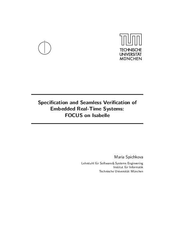 (PDF) Specification and seamless verification of embedded real-time systems: FOCUS on Isabelle