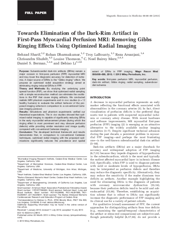 (PDF) Projection imaging of myocardial perfusion: minimizing the ...