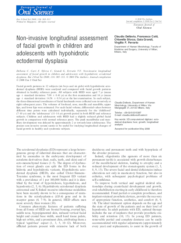 (PDF) Non-invasive longitudinal assessment of facial growth in children and adolescents with ...