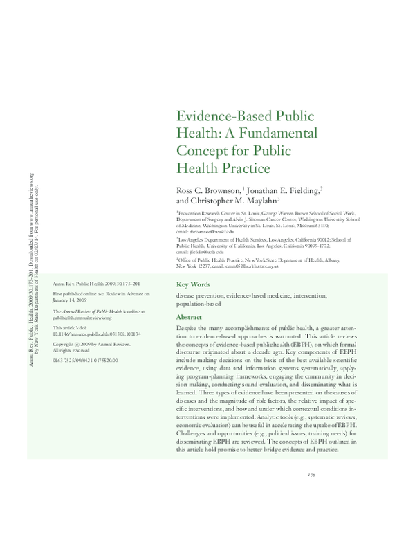 (PDF) Evidence-Based Public Health: A Fundamental Concept for Public ...