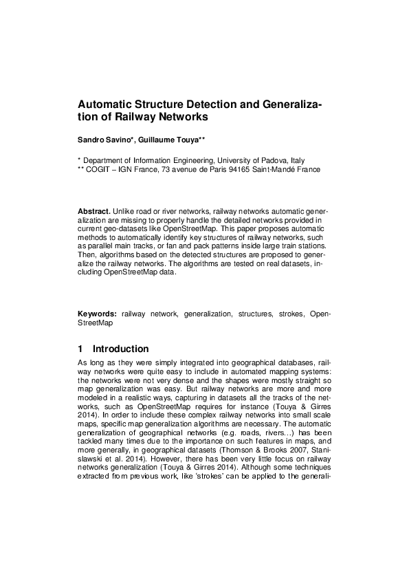 (PDF) Automatic Structure Detection and Generalization of Railway Networks | Sandro Savino and ...