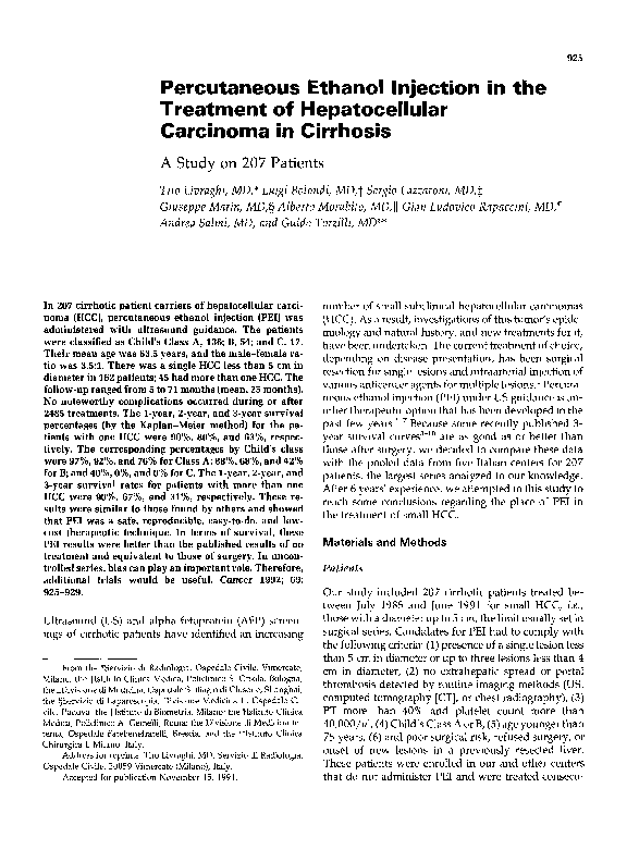 (PDF) Percutaneous Ethanol Injection in the Treatment of Hepatocellular ...