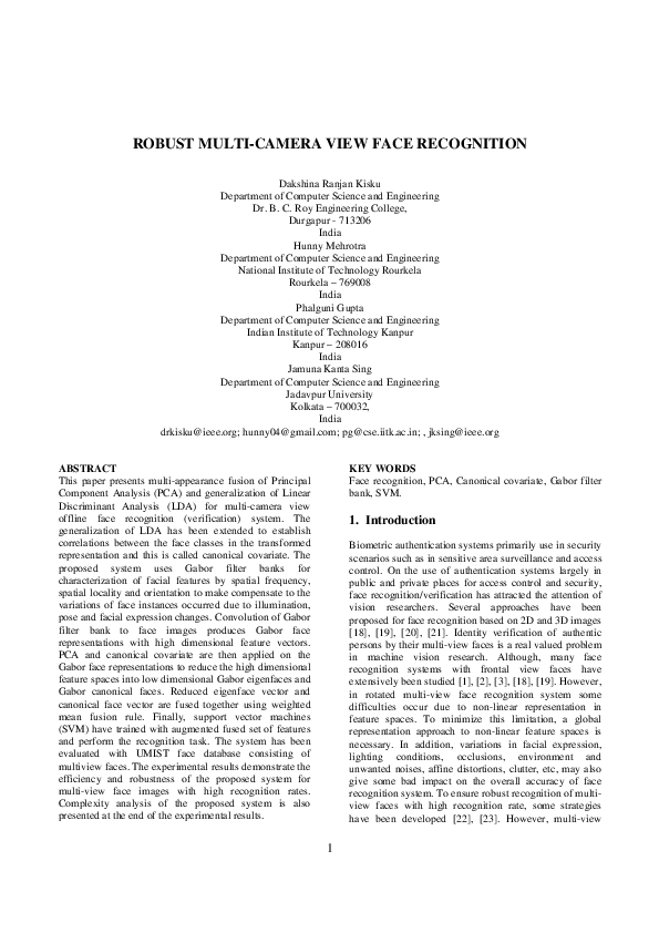 (PDF) Robust multi-camera view face recognition