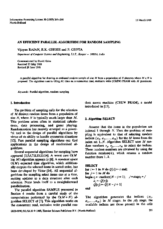 (PDF) An efficient parallel algorithm for random sampling (PDF) An efficient parallel algorithm for random sampling
