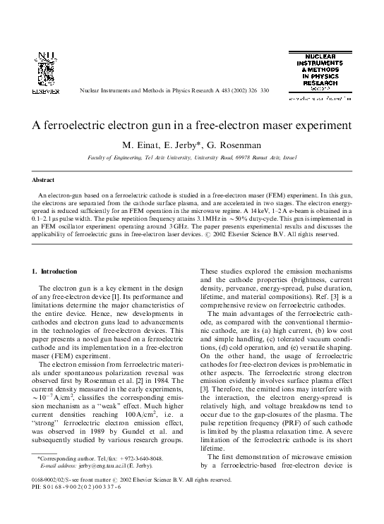 (PDF) A ferroelectric electron gun in a free-electron maser experiment