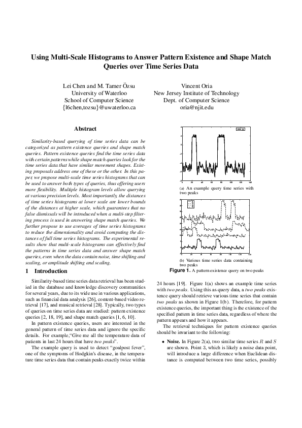 (PDF) Using multi-scale histograms to answer pattern existence and shape match queries over time ...