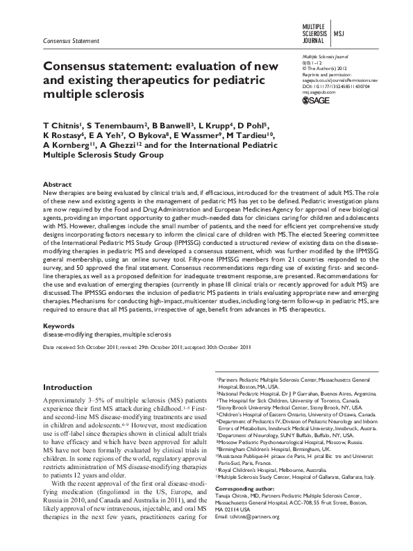 (PDF) Consensus statement: evaluation of new and existing therapeutics ...