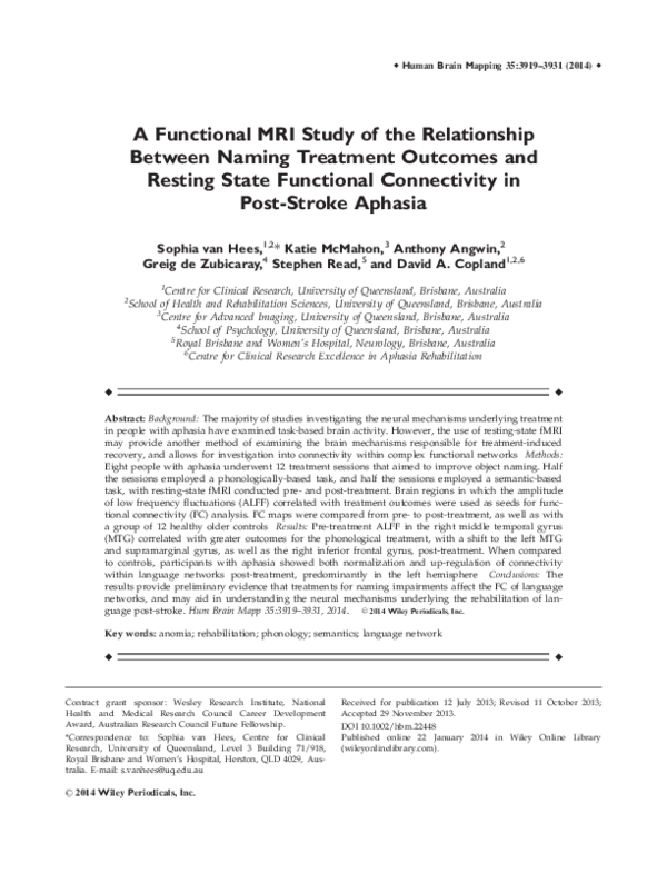(PDF) A functional MRI study of the relationship between naming ...