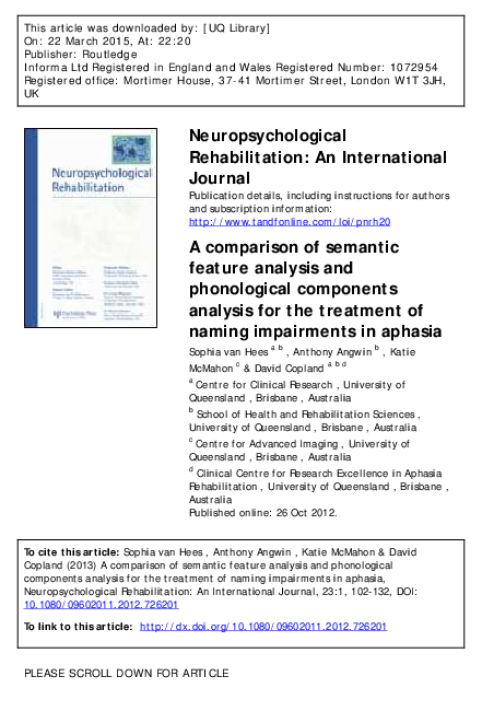 (PDF) A comparison of semantic feature analysis and phonological ...
