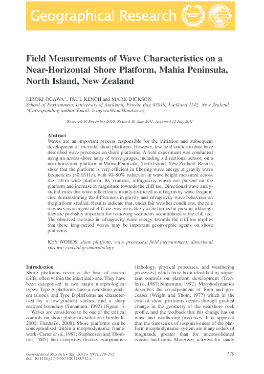 (PDF) Field Measurements of Wave Characteristics on a Near-Horizontal ...