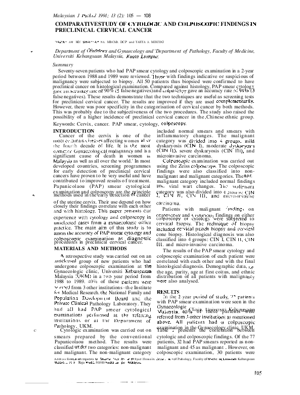 (PDF) Correlation of colposcopic findings with biopsy in cervical ...