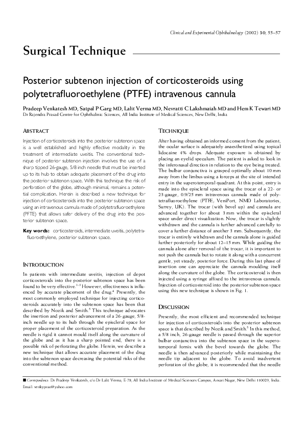 (PDF) Posterior subtenon injection of corticosteroids using ...