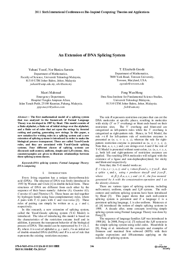 (PDF) An Extension of DNA Splicing System