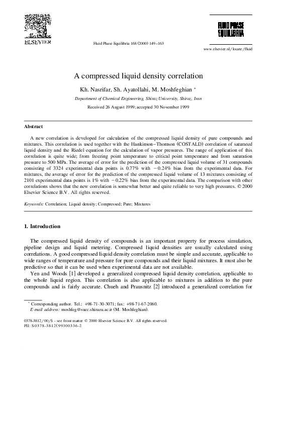 (PDF) A compressed liquid density correlation