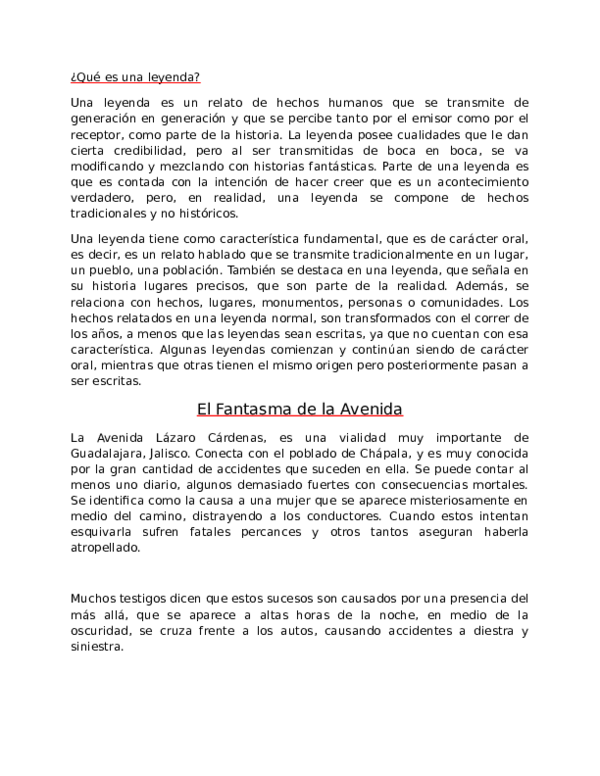 (DOC) Qué es una leyenda