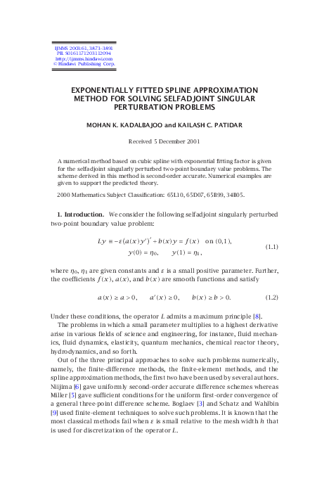 (PDF) Exponentially fitted spline approximation method for solving selfadjoint singular ...