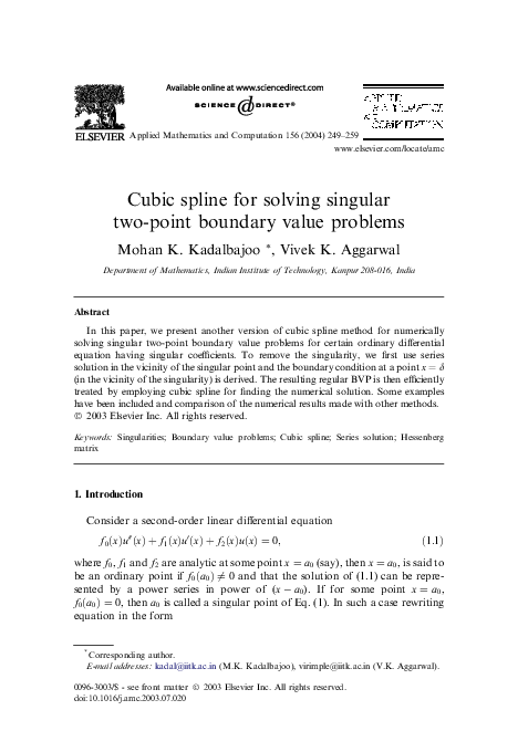 Pdf Cubic Spline For Solving Singular Two Point Boundary Value Problems