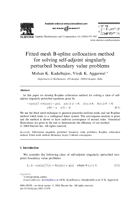 (PDF) Fitted mesh B-spline collocation method for solving self-adjoint singularly perturbed ...