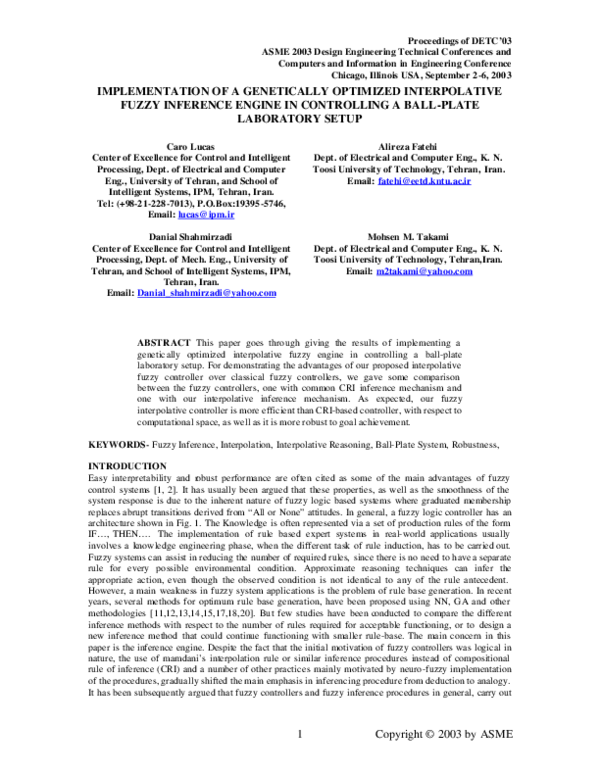 Pdf Implementation Of A Genetically Optimized Interpolative Fuzzy