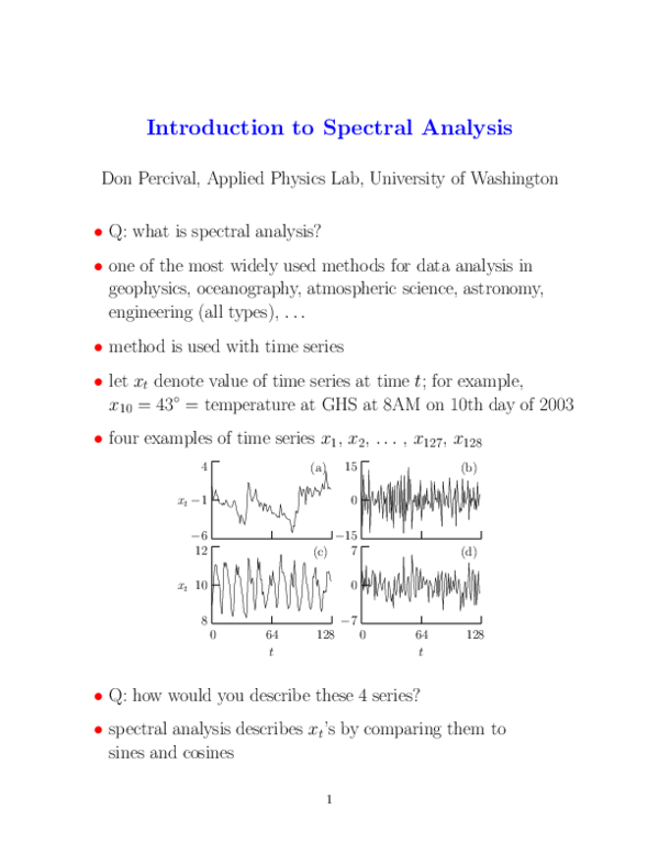 (PDF) Introduction to Spectral Analysis