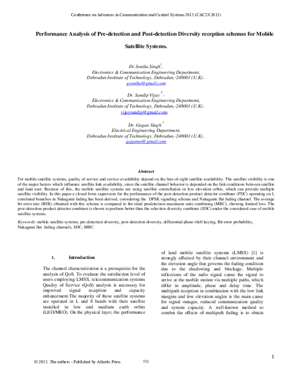 (PDF) Performance Analysis of Pre-detection and Post-detection ...