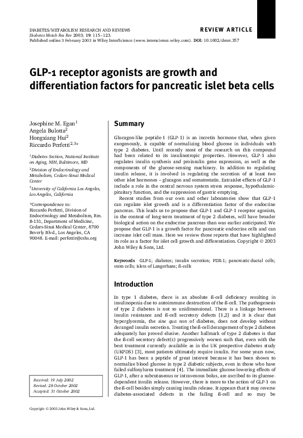 (PDF) GLP-1 receptor agonists are growth and differentiation factors ...