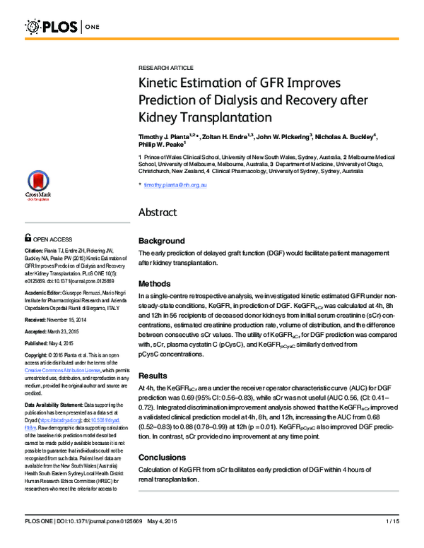(PDF) Kinetic Estimation of GFR Improves Prediction of Dialysis and ...