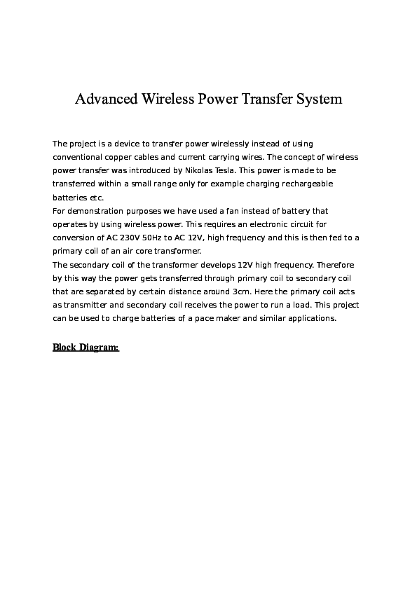 (DOC) Advanced Wireless Power Transfer System