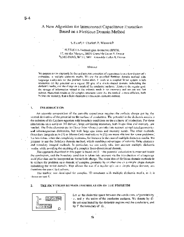 Pdf A New Algorithm For Interconnect Capacitance Extraction Based On A Fictitious Domain