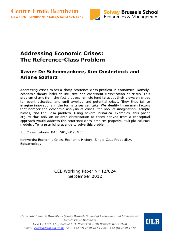 (PDF) Addressing Economic Crises: The Reference-Class Problem