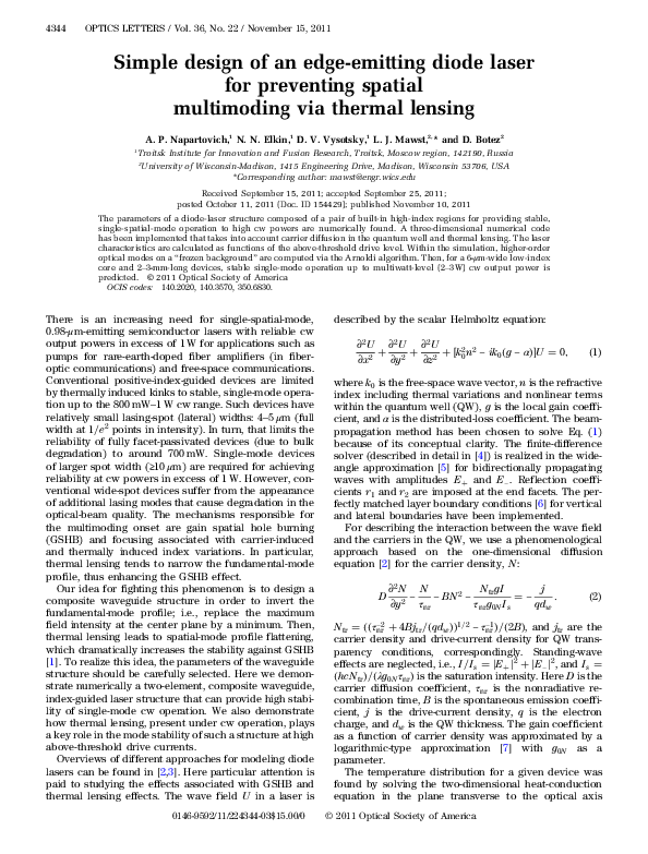 (PDF) Simple design of an edge-emitting diode laser for preventing ...