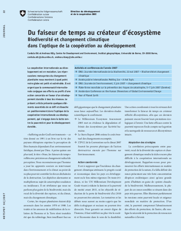 (PDF) Du faiseur de temps au créateur d’écosystème: Biodiversité et ...