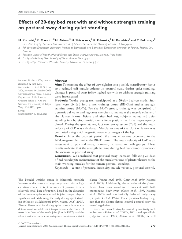 (PDF) Effects of 20-day bed rest with and without strength training on ...