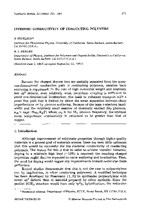 (PDF) Intrinsic conductivity of conducting polymers