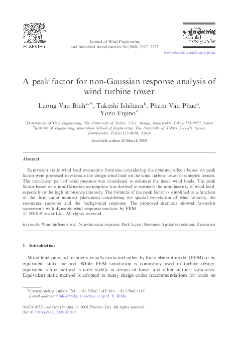 (PDF) A peak factor for non-Gaussian response analysis of wind turbine ...