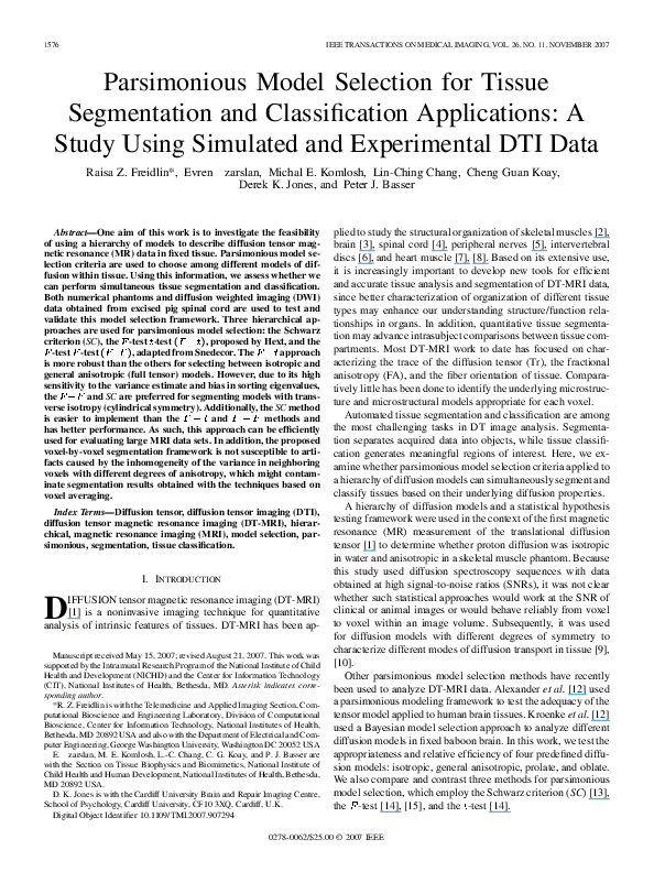 (PDF) Parsimonious Model Selection for Tissue Segmentation and Classification Applications: A ...