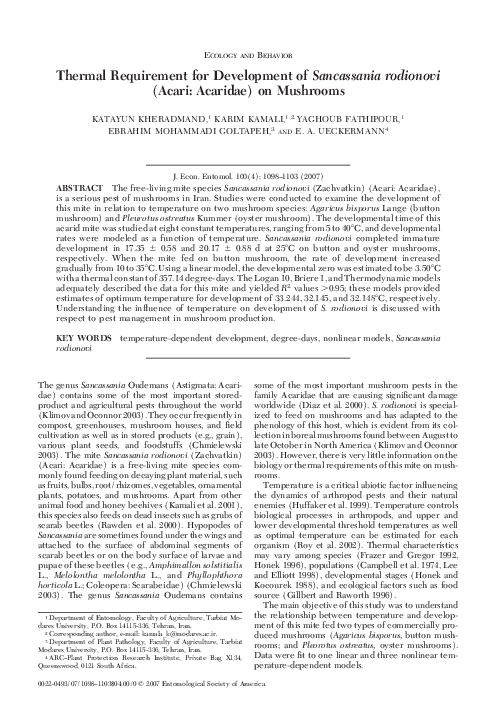 (PDF) Thermal Requirement for Development of Sancassania rodionovi ...