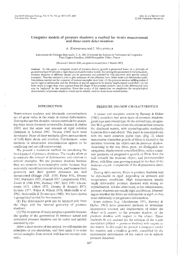 (PDF) Computer models of pressure shadows: a method for strain ...