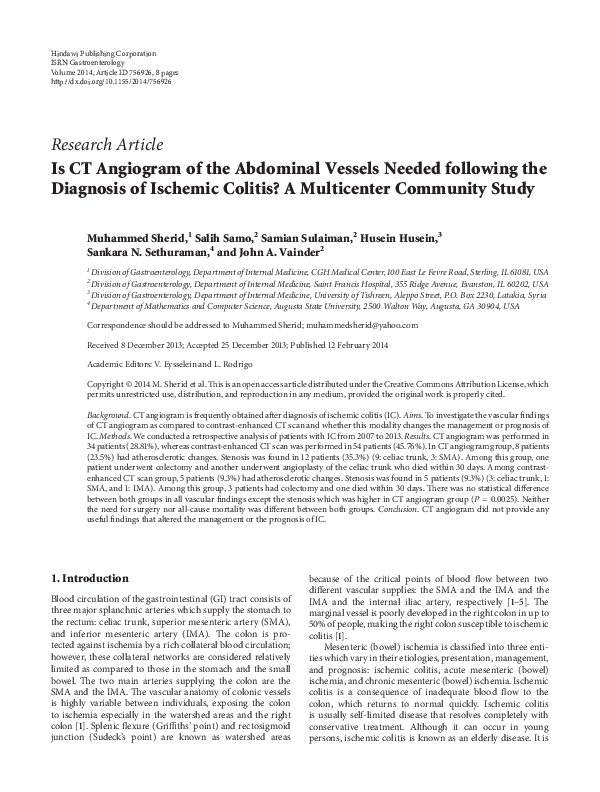 (PDF) Is CT Angiogram of the Abdominal Vessels Needed following the ...