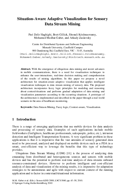 (PDF) Situation-Aware Adaptive Visualization for Sensory Data Stream Mining