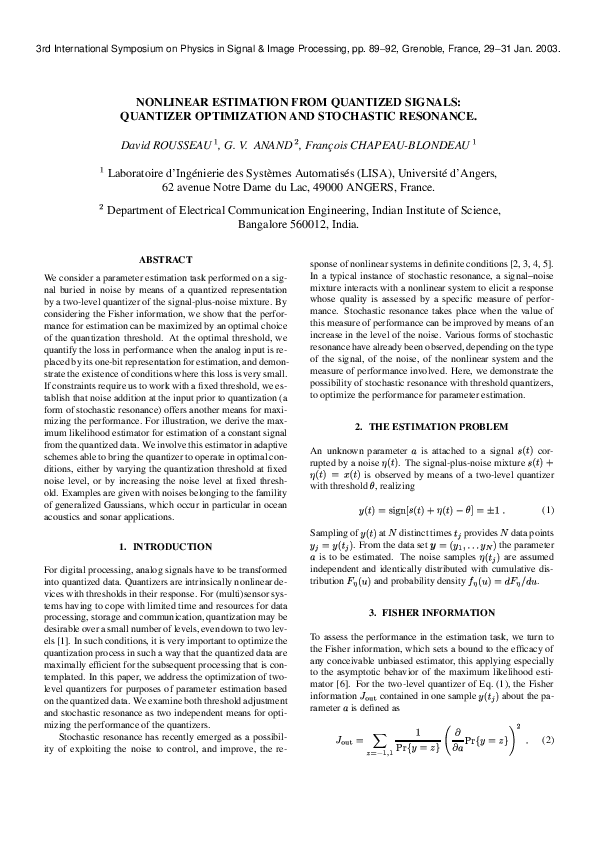 (PDF) Nonlinear estimation from quantized signals: Quantizer ...