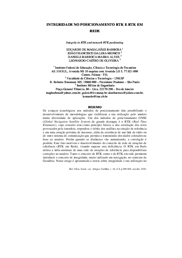 (PDF) Integrity in RTK and network RTK positioning