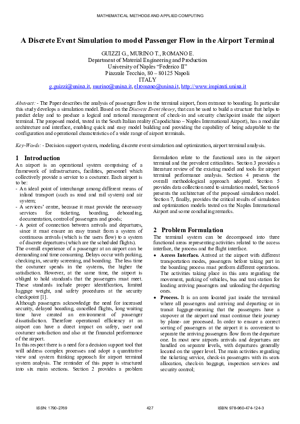 (PDF) A discrete event simulation to model passenger flow in the airport terminal