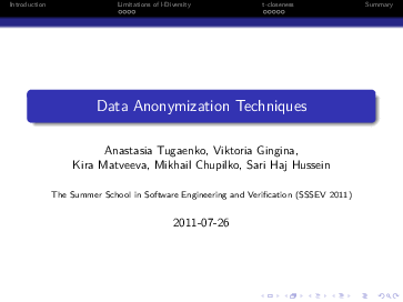 (PDF) Data Anonymization Techniques; in Slides