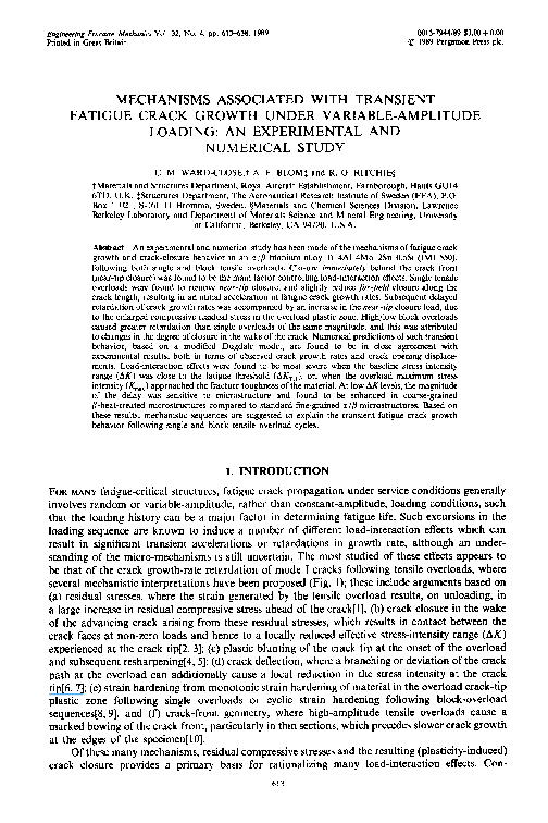 (PDF) Mechanisms associated with transient fatigue crack growth under ...