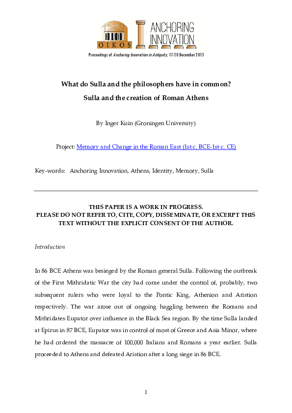 (PDF) What do Sulla and the philosophers have in common? Sulla and the ...