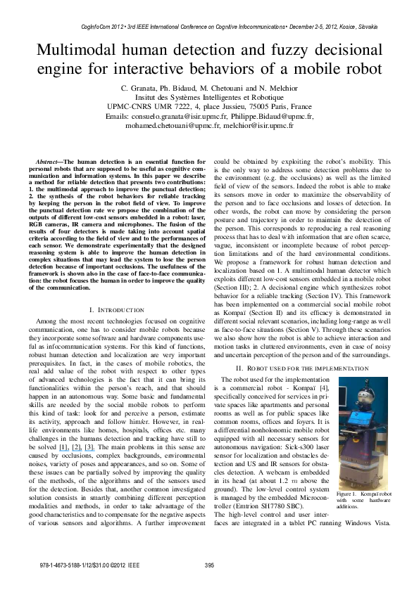 (PDF) Multimodal human detection and fuzzy decisional engine for interactive behaviors of a ...