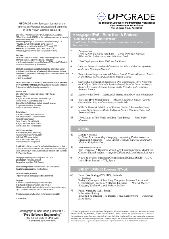(PDF) NEMO: Network Mobility in IPv6 (NEMO: movilidad de redes en IPv6)