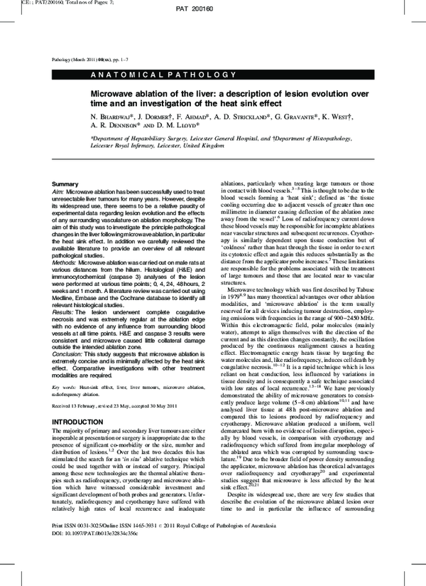 (PDF) Microwave ablation of the liver: a description of lesion ...