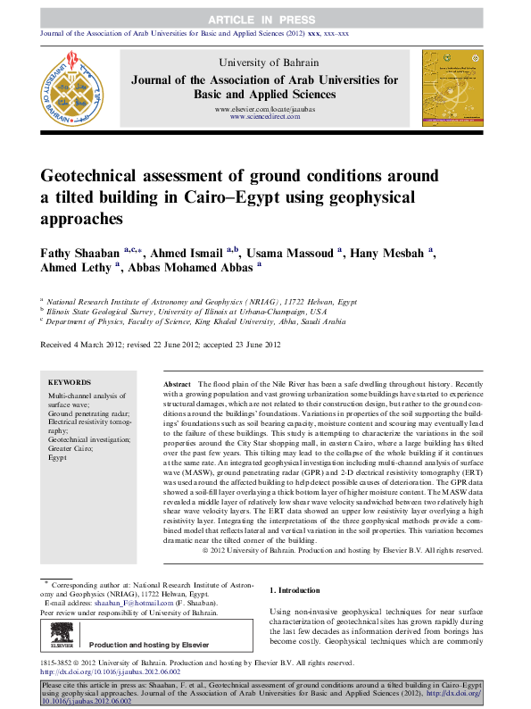 Pdf Geotechnical Assessment Of Ground Conditions Around A Tilted